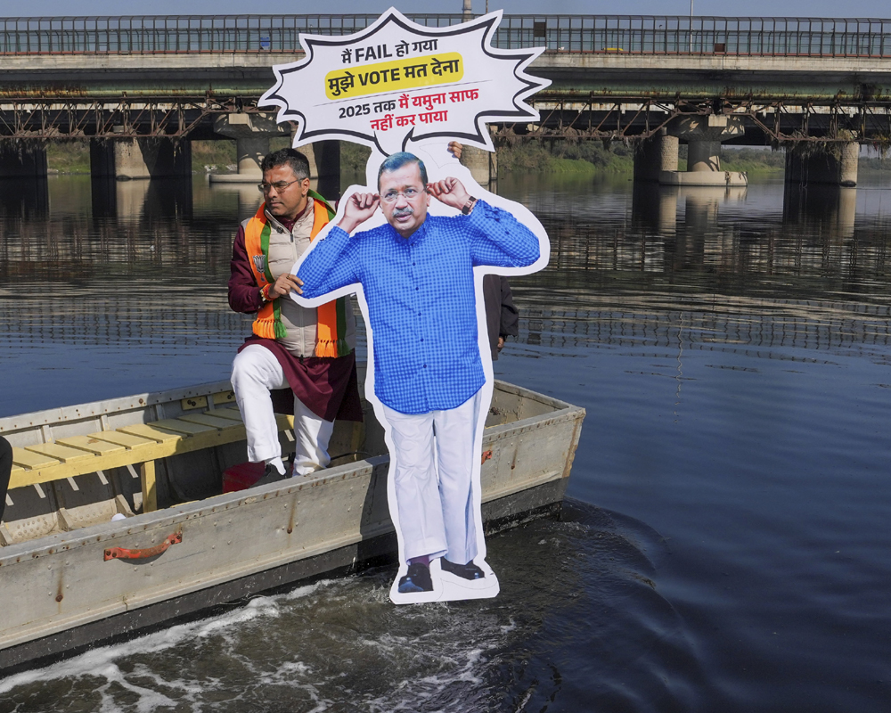 BJP leader Parvesh Verma immerses Kejriwal's effigy in Yamuna over unfulfilled promise to clean it